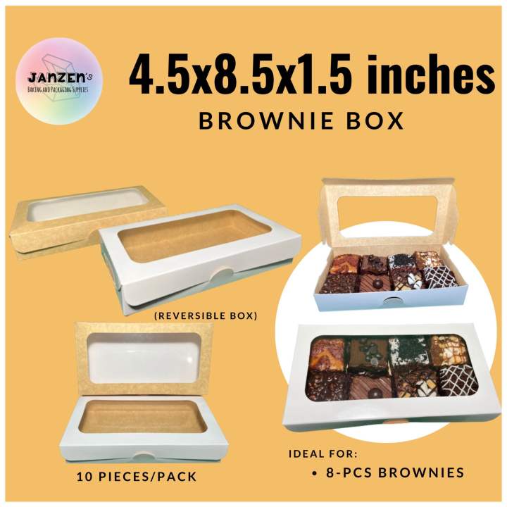 10 pcs 4.5x8.5x1.5 inches Brownie Pastry Box (Reversible) | Lazada PH