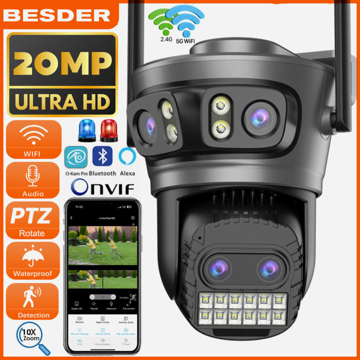 BESDER 5G 12MP WiFi IP Camera 5X Zoom Outdoor 10MP PTZ Camera Dual ...