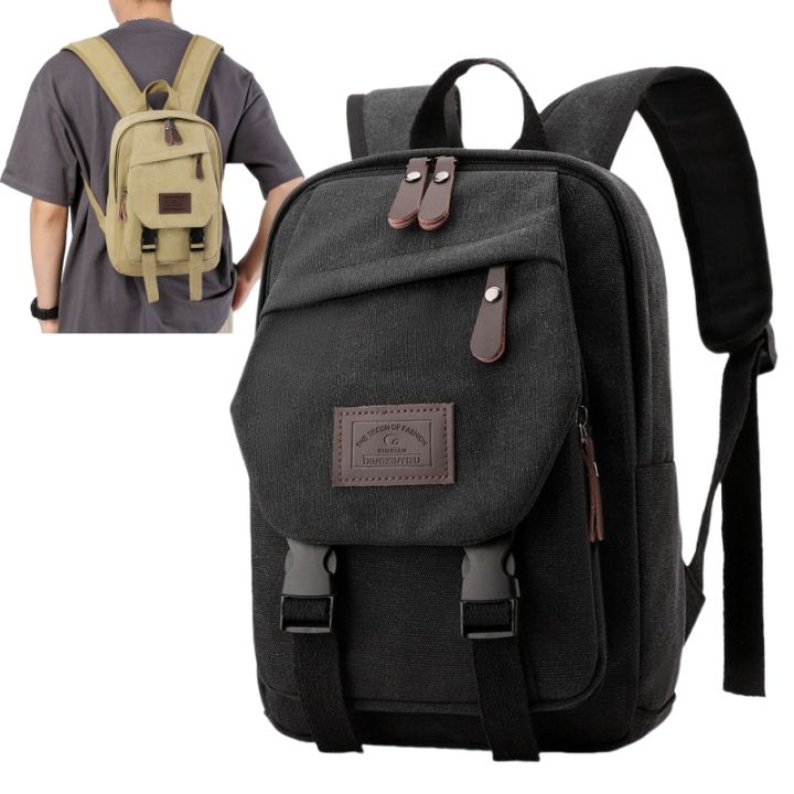 Mini Canvas Backpack Men's Casual Travel Bag Outdoor Cycling iPad ...