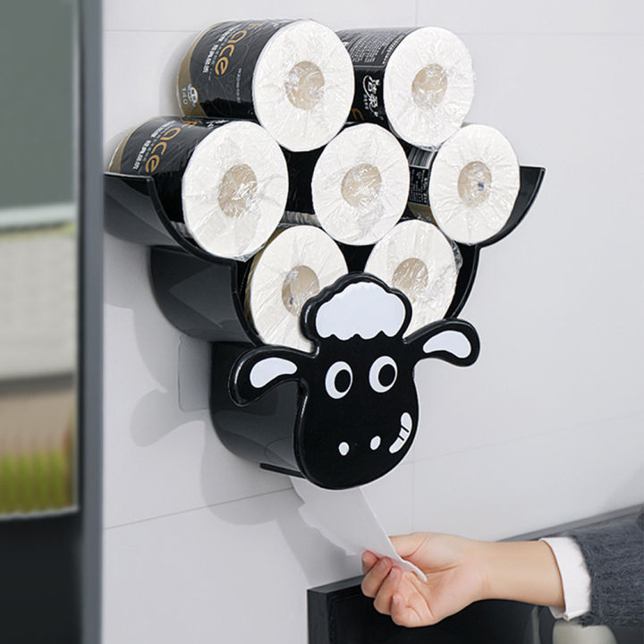 Cute Sheep Toilet Paper Roll Holder 7 Rolls Free Standing Bathroom ...