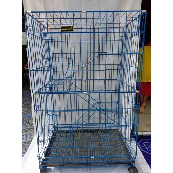 kandang besi lipat warna biru ukuran 90x60x120 | Lazada Indonesia