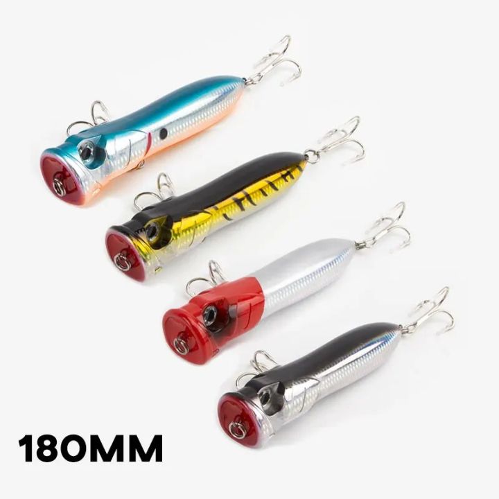 Topwater Popper Fishing Lure 180mm 104g Popper Hard Bait Long Casting 3D Fisheye Floating ...
