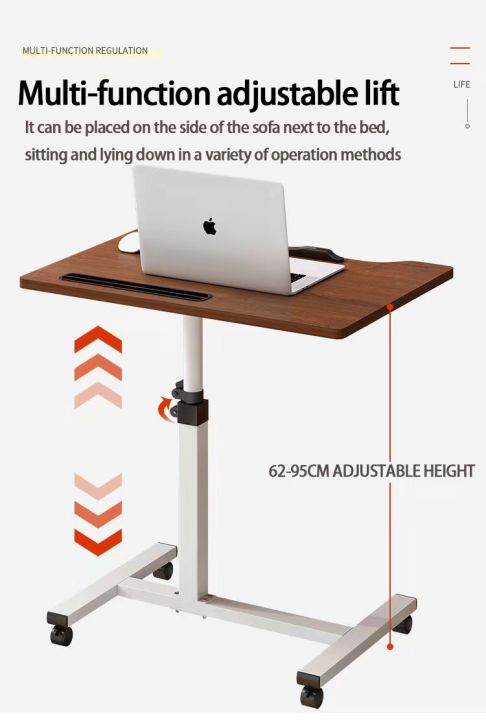 Upgraded version folding mobile bedside table side bedside table with 4 ...