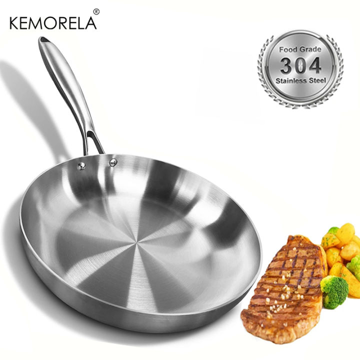 304 Stainless Steel Frying Pan NonStick Pan Fried Steak Pot Uncoated ...