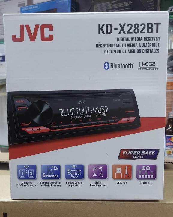 JVC KD-X282BT เครื่องเล่นติดรถยนต์ 1DIN NO CD พร้อมช่องต่อ USB/AUX ด้านหน้า | Lazada.co.th