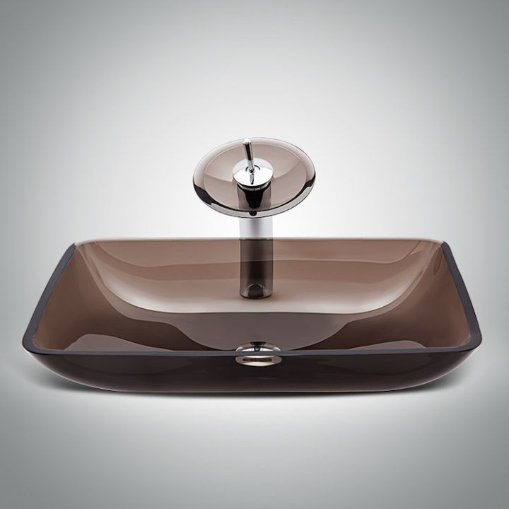 Bathroom Square Tempered Glass Table Basin Modern Minimalist Wash Basin ...