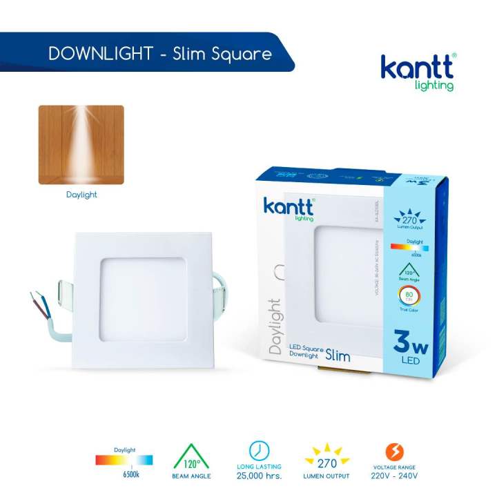 Kantt Lighting Daylight LED Slim Square Downlight - 3W / 6W / 9W / 12W ...