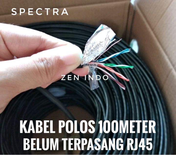 100 Meter Kabel Lan FTP Cat5E Outdoor Hitam Kabel Belum Terpasang RJ45 ...