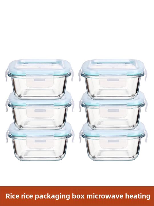Glass Meal Box Portioned Rice Container Microwave Safe Weight Loss Meal ...