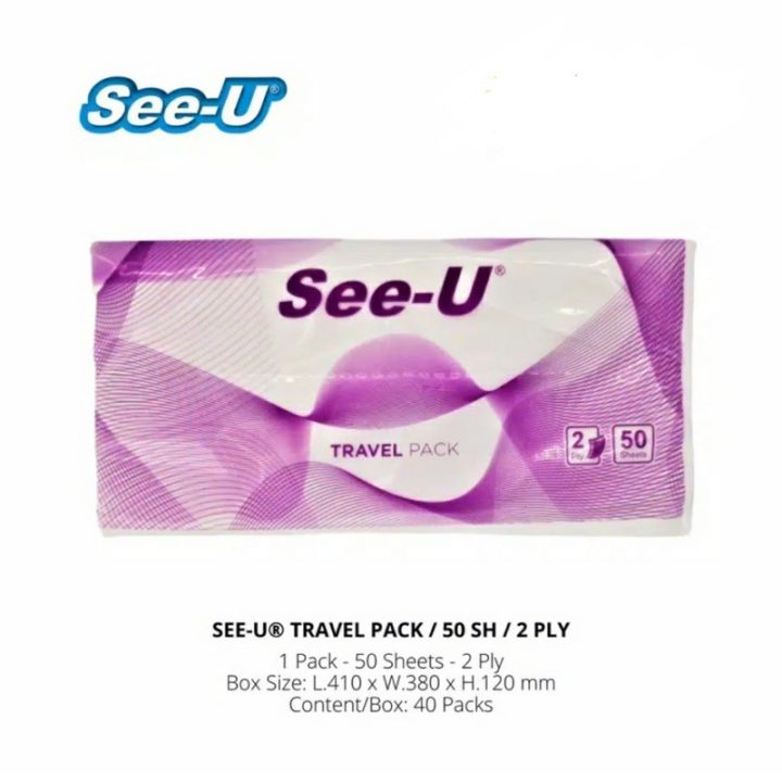 COD - TISSUE SEE U TRAVEL PACK 50 SHEETS 2PLY Tissu Tisu See U | Lazada ...