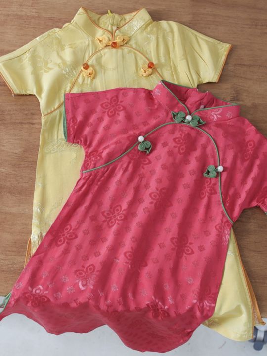 Retro Fashionable Short Sleeve Cheongsam Dress for Girls Children's ...