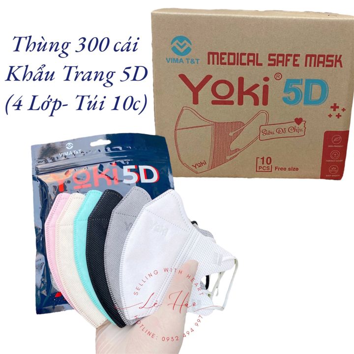 Thùng 300 Cái Khẩu Trang Yoki 5D Mask Thiết Kế Siêu Dễ Chịu 4 Lớp Kháng ...