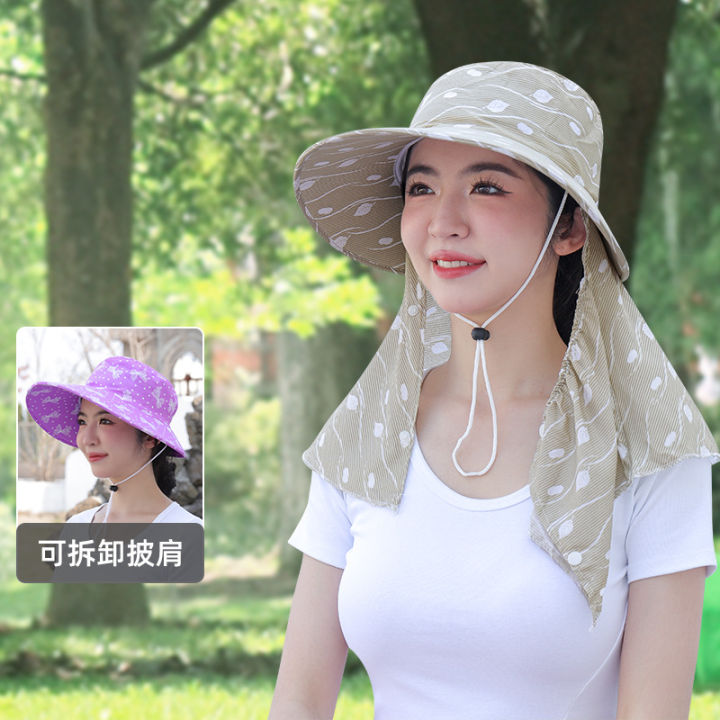 Summer Sun Hat Removable Face and Neck Protection Sun Hat Wide Brim ...
