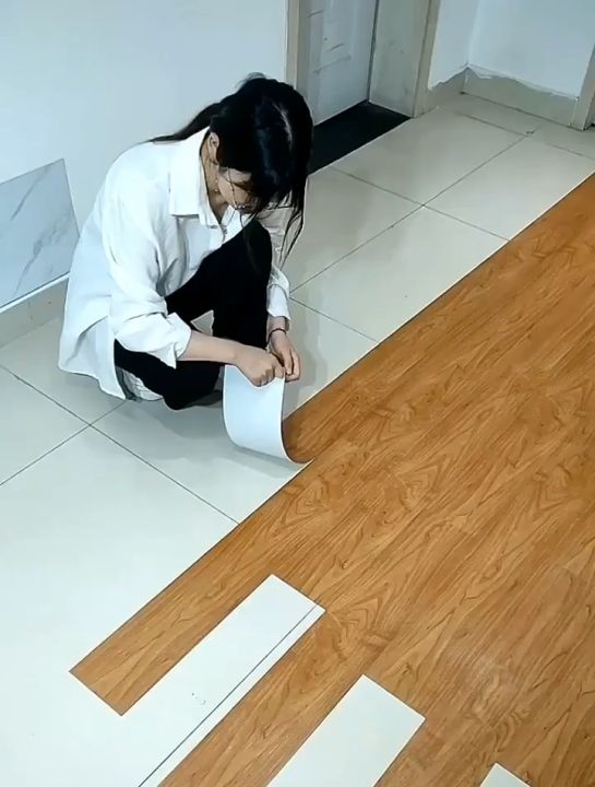 PVC Floor Stickers waterproof Imitation Ceramic Tile Thick Wear ...