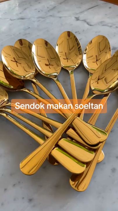 REAL PIC 6 buah sendok atau garpu makan stainless emas | Lazada Indonesia