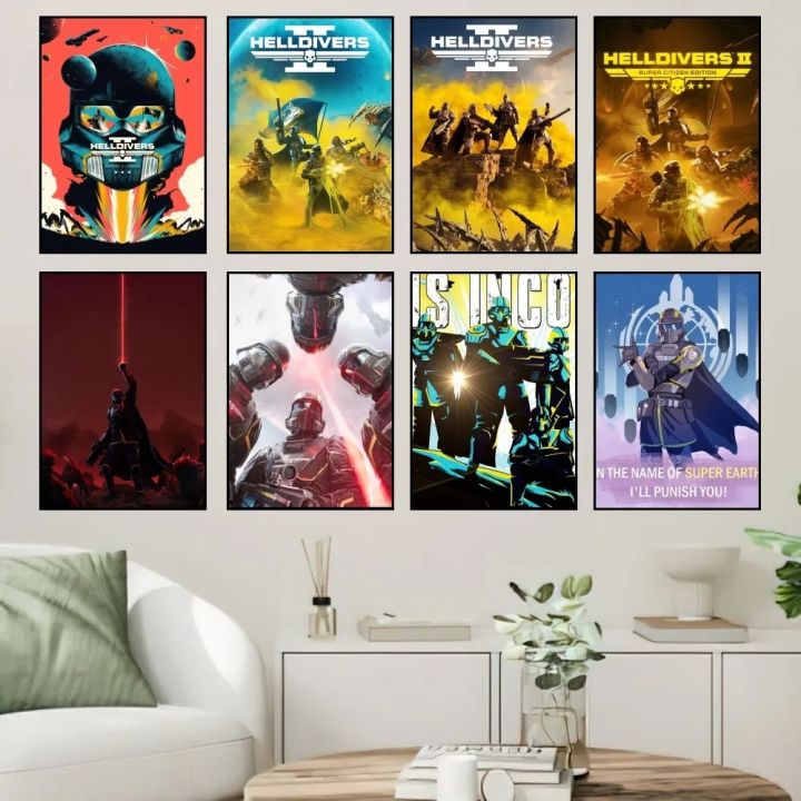Helldivers 2 Poster Game Poster Canvas Wall Painting Game Room Wall Art ...