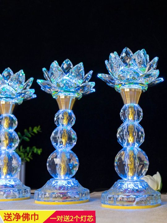 LED Buddha Lamp Crystal Lotus Lamp Colorful Long Burning Lamp for Home ...