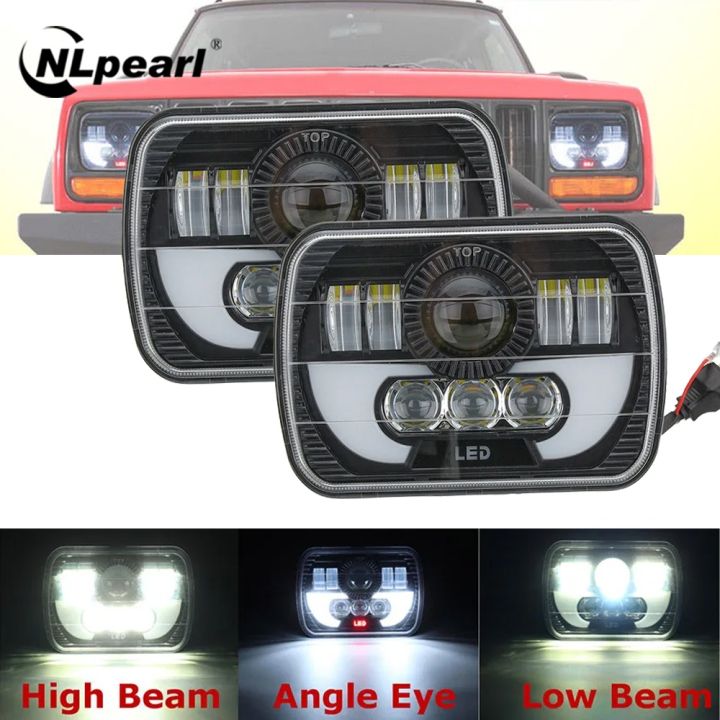 5X7" 7x6 Inch Rectangle LED Headlight DRL Hi-Low Beam For Jeep Wrangler ...