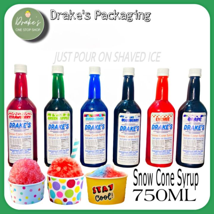 Snow Cone Syrup for Shaved ice 750ML Per Bottle Premium Flavor - Drake ...