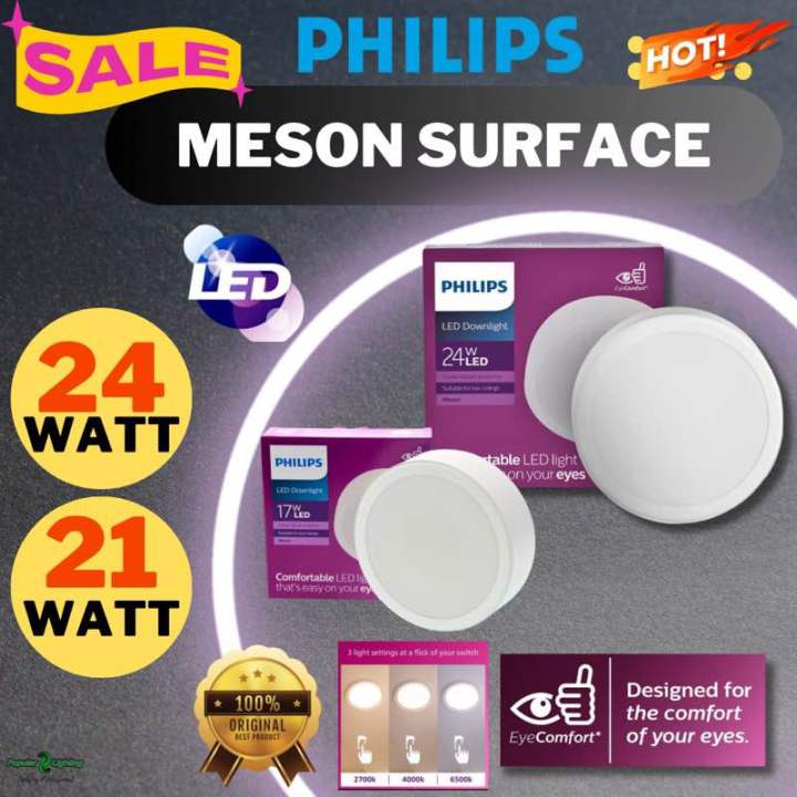 Ready Stock] Philips Led Surface Downlight Meson Series 7" 9" 17w 24w ...