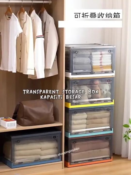 【Buy 1 Get 1 Free】Collapsible Transparent Plastic Storage Box Front ...