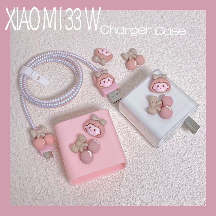 OPPO Cute Cartoon Pink Cherry Girl Charger Cover Cable Protector for ...