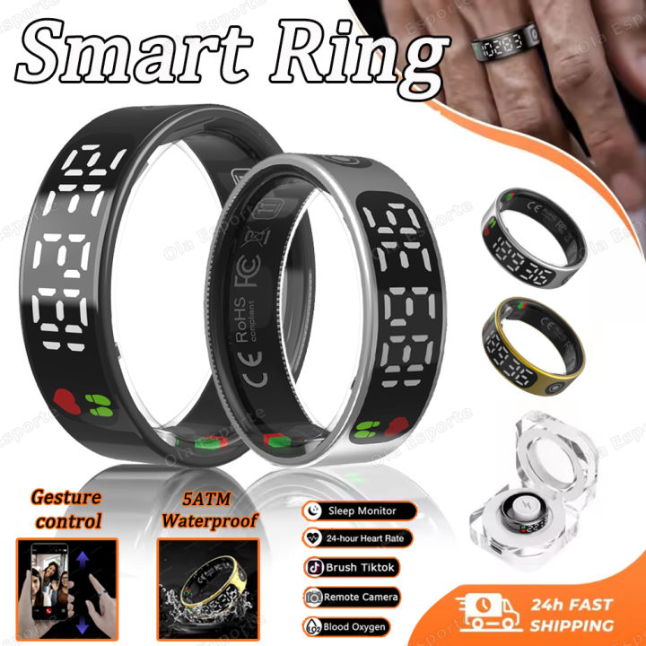 2025 New Sr08 Smart Ring With Box Touch Display Screen 5ATM Waterproof ...