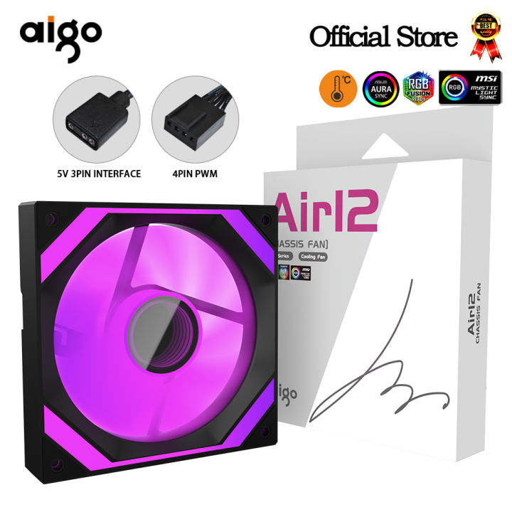 Aigo AIR12 Computer Case fan ventoinha PC 120mm rgb fan 4pin PWM CPU ...
