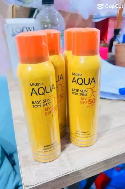 【ของแท้100% 】สเปร์กันแดด Mistine ขวดเหลือง Aqua Base Sun Body Spray UV SPF50 PA+++ 100ml ...