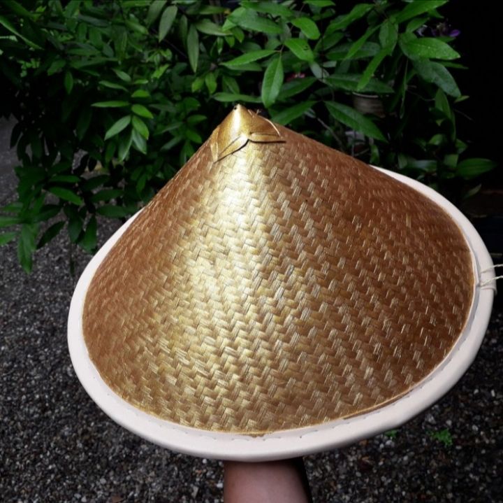 Caping bambu Topi Petani dicat warna GOLD / EMAS, untuk anak kecil ...
