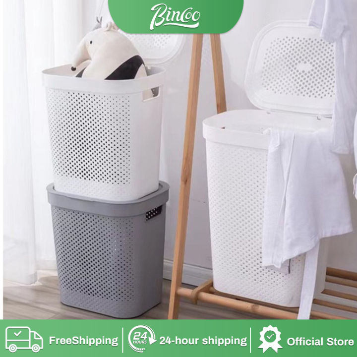 Laundry Basket With Lids Japanese style 60L Large Capacity Laundry ...