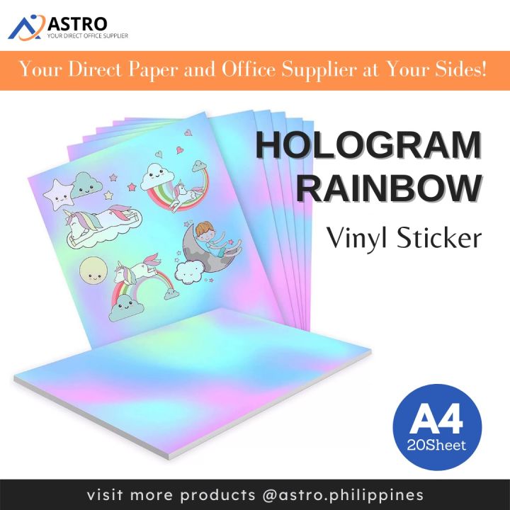 20Sheets A4 Printable Holographic Vinyl Sticker paper rainbow die cut ...