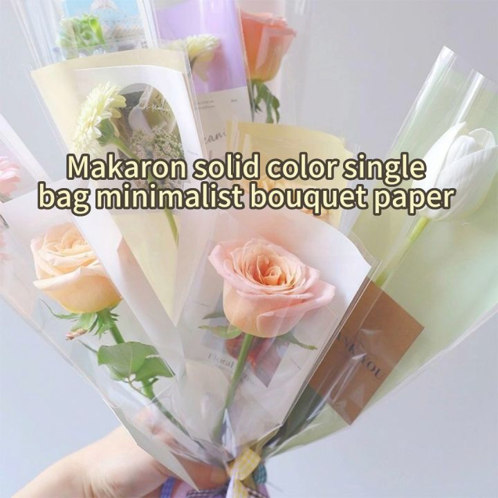 50pcs Makaron Solid Color Single Leg Bag Simple Flower Bundle Packaging ...