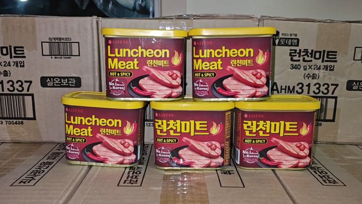 (1Box 24 Cans) OK! LOTTE Spam Luncheon Meat - Hot & Spicy Korean, 340g (2027 Expiry) | Lazada PH