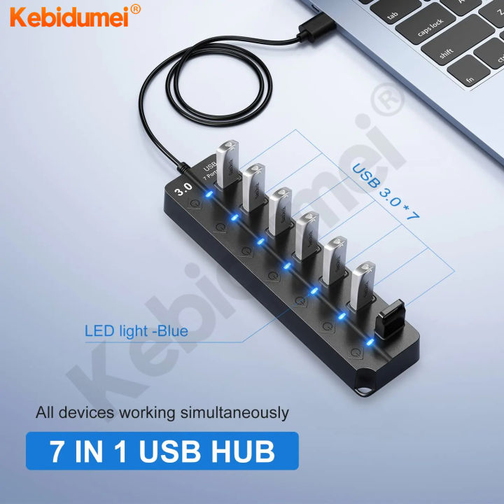 ฮับ Usb Kebidumei สายพ่วงหลายพอร์ต4-พอร์ต7-พอร์ต USB อะแดปเตอร์ฮับมินิฮับพิเศษเปิด/ปิดสำหรับ ...