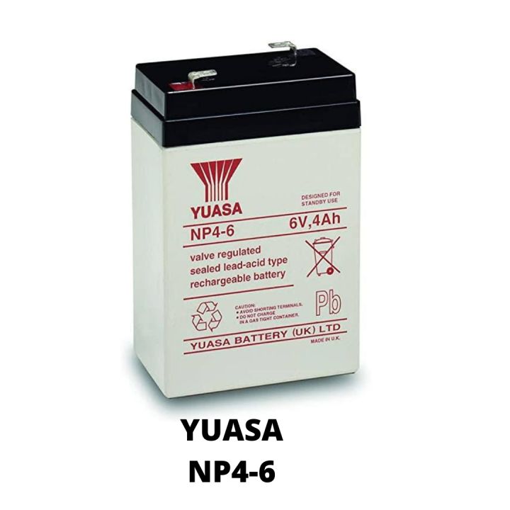 Yuasa NP 4-6 6 Volts 4 Ampere Rechargeable Valve Regulated Sealed Lead ...