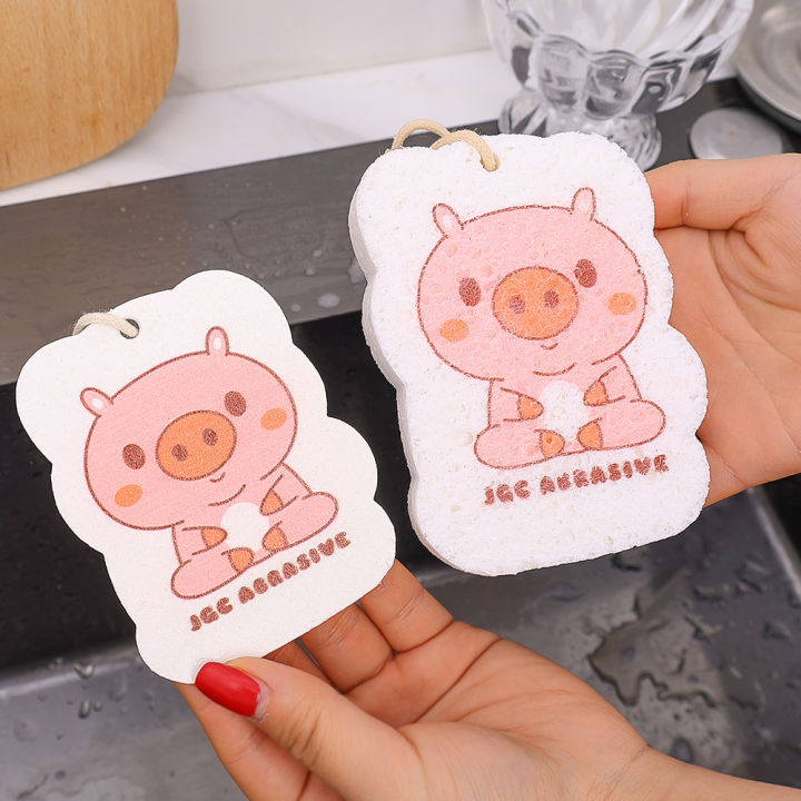 1/3Pcs Cartoon Kitchen Dishwashing Sponge Compressed Wood Pulp Sponges ...
