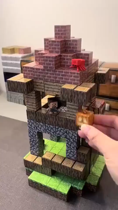 100pcs Minecraft Magnetic Mc Blocks Toy 2x2CM DIY Assembly With Doll ...