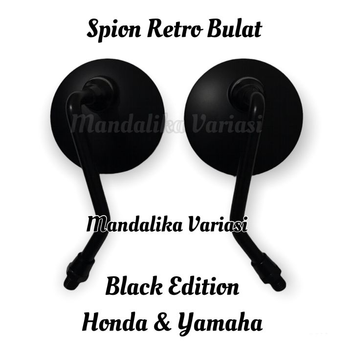 Spion Retro Klasik Bulat Black Tangkai Pendek Model Vespa Kaca Cembung ...