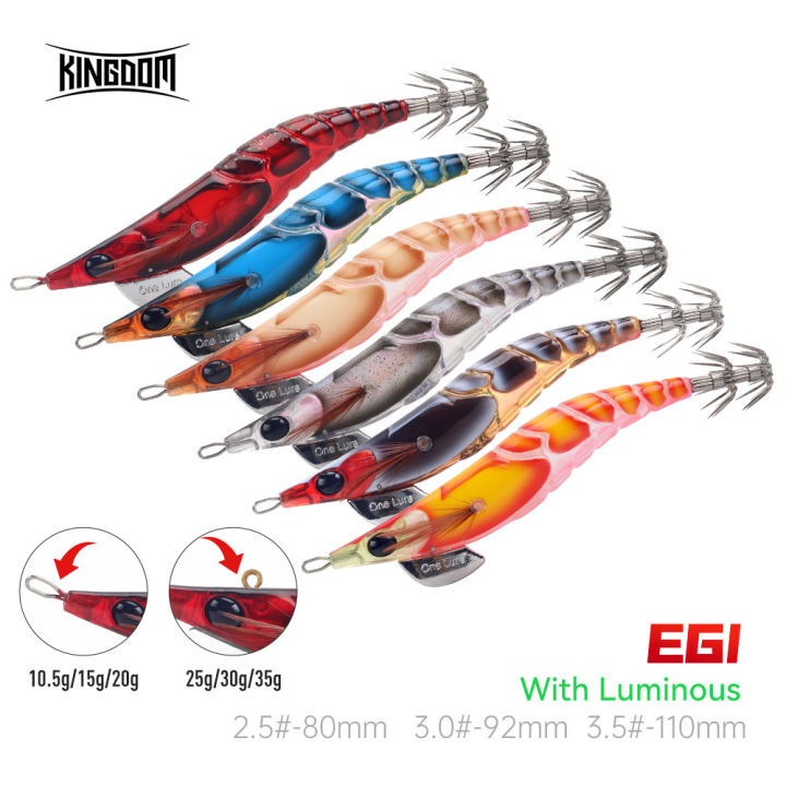 Kingdom EGI Fishing Lures 55mm 70mm 80mm 92mm 110mm Squid Lure Lead Eging Lure Sinking Squid Jig ...