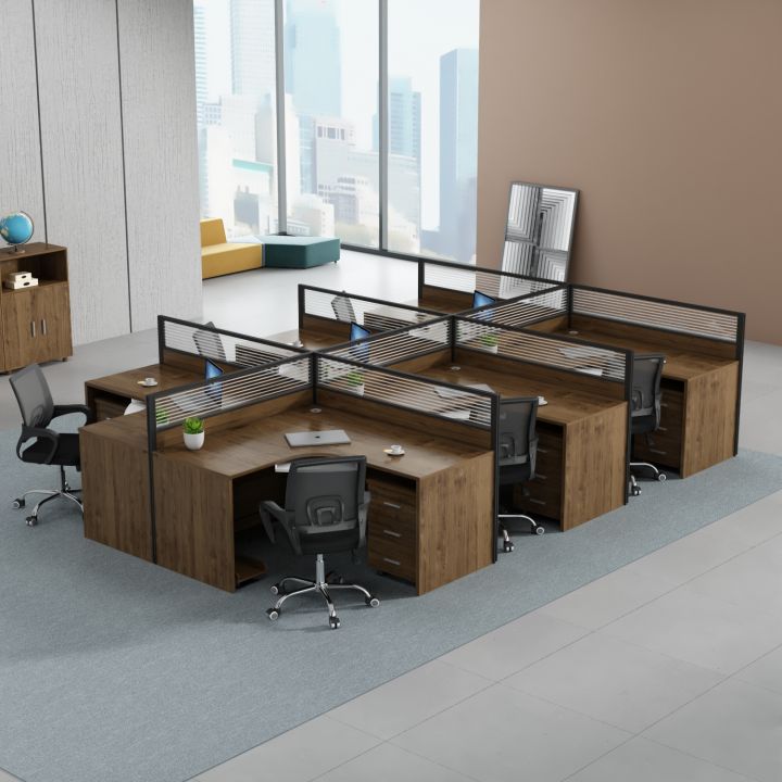 Staff Desk Minimalist Modern Office Cubicle Combination Table and Chair ...