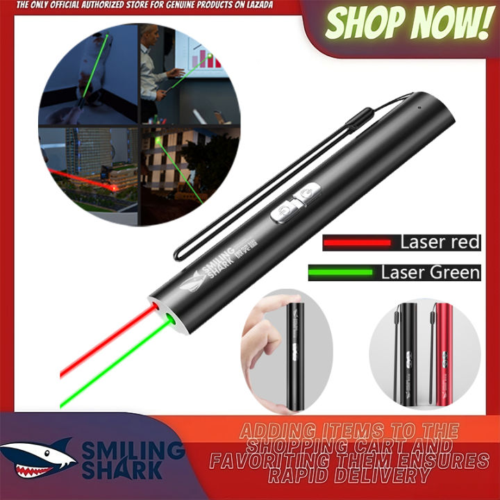 Smiling Shark LS313 2 in 1 Laser Pointer Pen Portable Green Red Light ...