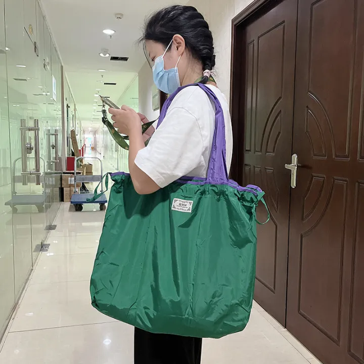 Large Capacity Pure Color Portable Foldable Shopping Bag Vegetable ...