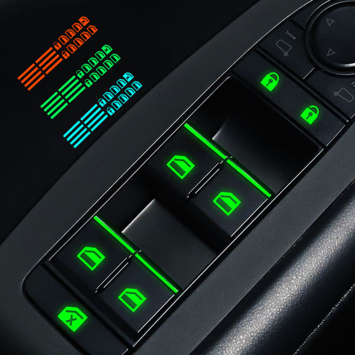 Car Window Button Luminous Sticker Lifter Switch Night Car Interior ...