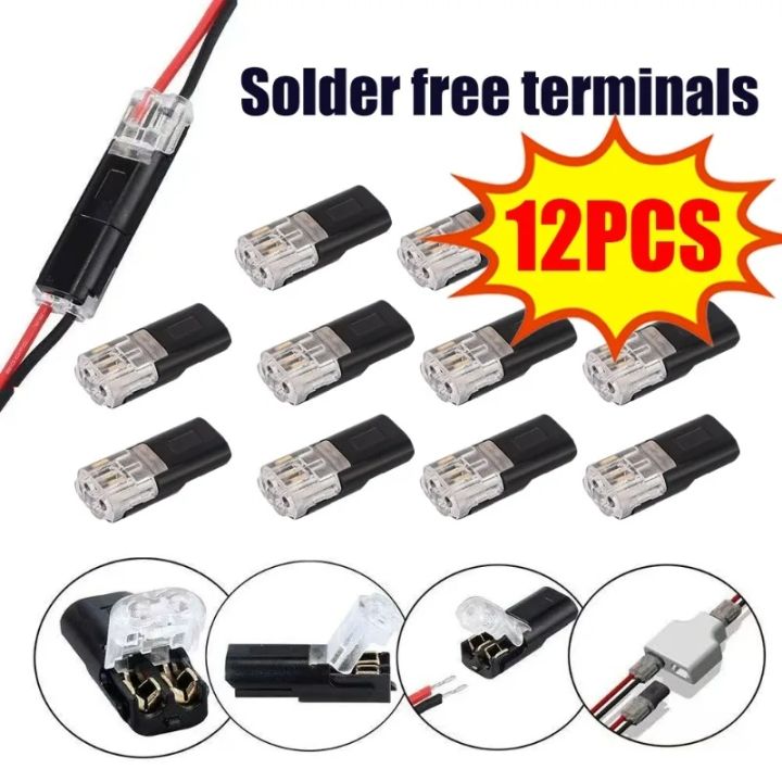 12Pcs 2 Pin Pluggable Wire Connector Car Splice Electrical Cable Crimp ...