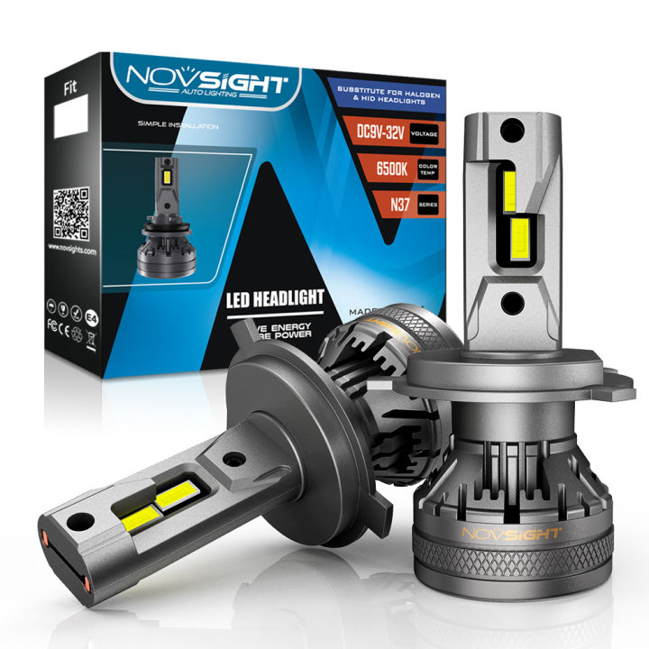 Novsight N37 H4 9003 HB2 LED Headlight Bulb Kit 120W 22000LM 6500K Super Bright LED Lights for ...