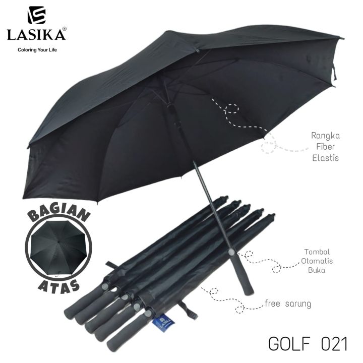 PAYUNG HITAM GOLF JUMBO RANGKA FIBER PREMIUM OTOMATIS BUKA 021 LASIKA ...