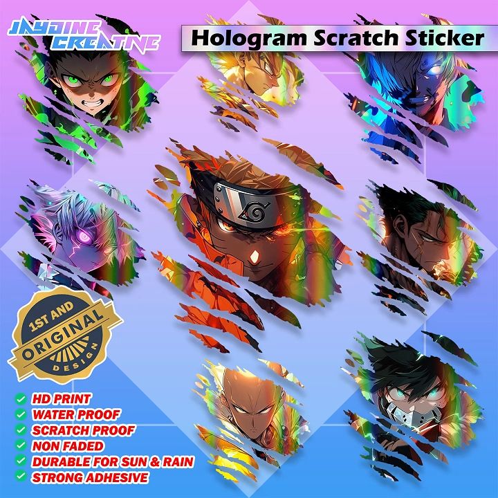 Hologram All Anime, Scratch Design Sticker Holographic, Indoor Outdoor ...