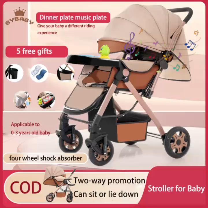 BYBABY Baby Stroller Two-Way Lightweight With Comfortable Seating Food ...