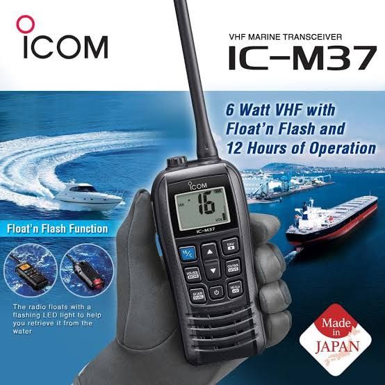 ICOM IC-M37 VHF Marine Tranceiver Marine Band Radio 6W Water and SplashProof Icom M37 Marine ...